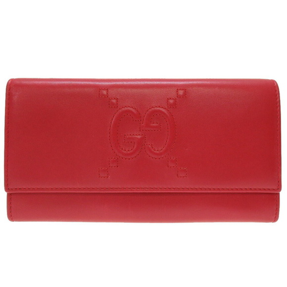 Gucci | Bags | Gucci Gg Leather Red Bi Fold Long Wallet | Poshmark